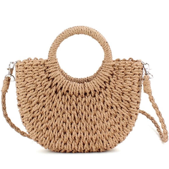 Bags | Mini Rattan Straw Baghandwoven Retro Tote Nwot | Poshmark